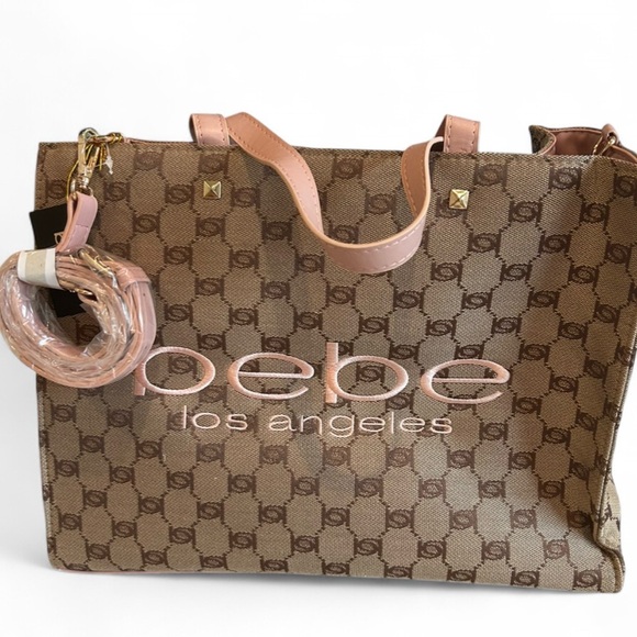 bebe | Bags | Bebe Signature Brown And Pink Totes | Poshmark